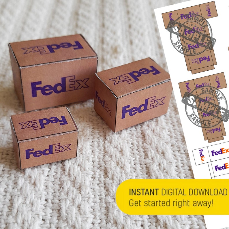 Miniature Fedex Box Template 9 Mini Fedex Ground Box Dollhouse Item ...