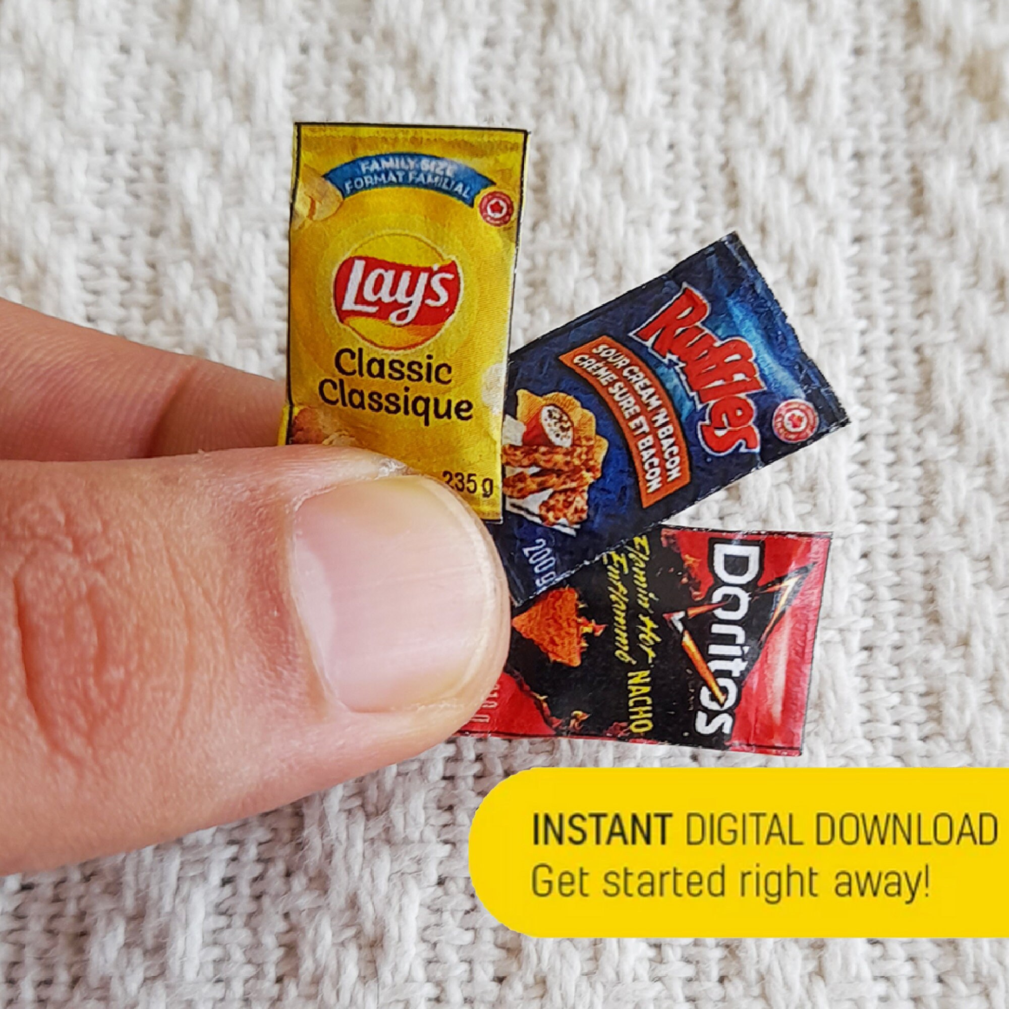 9 Style Printable Miniature Chips Packaging DIY Miniatures Potato Chips ...