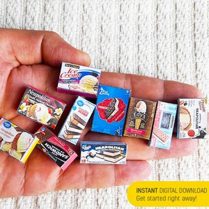10 Miniature Neapolitan Ice Cream Box Template | Mini Groceries DIGITAL ...