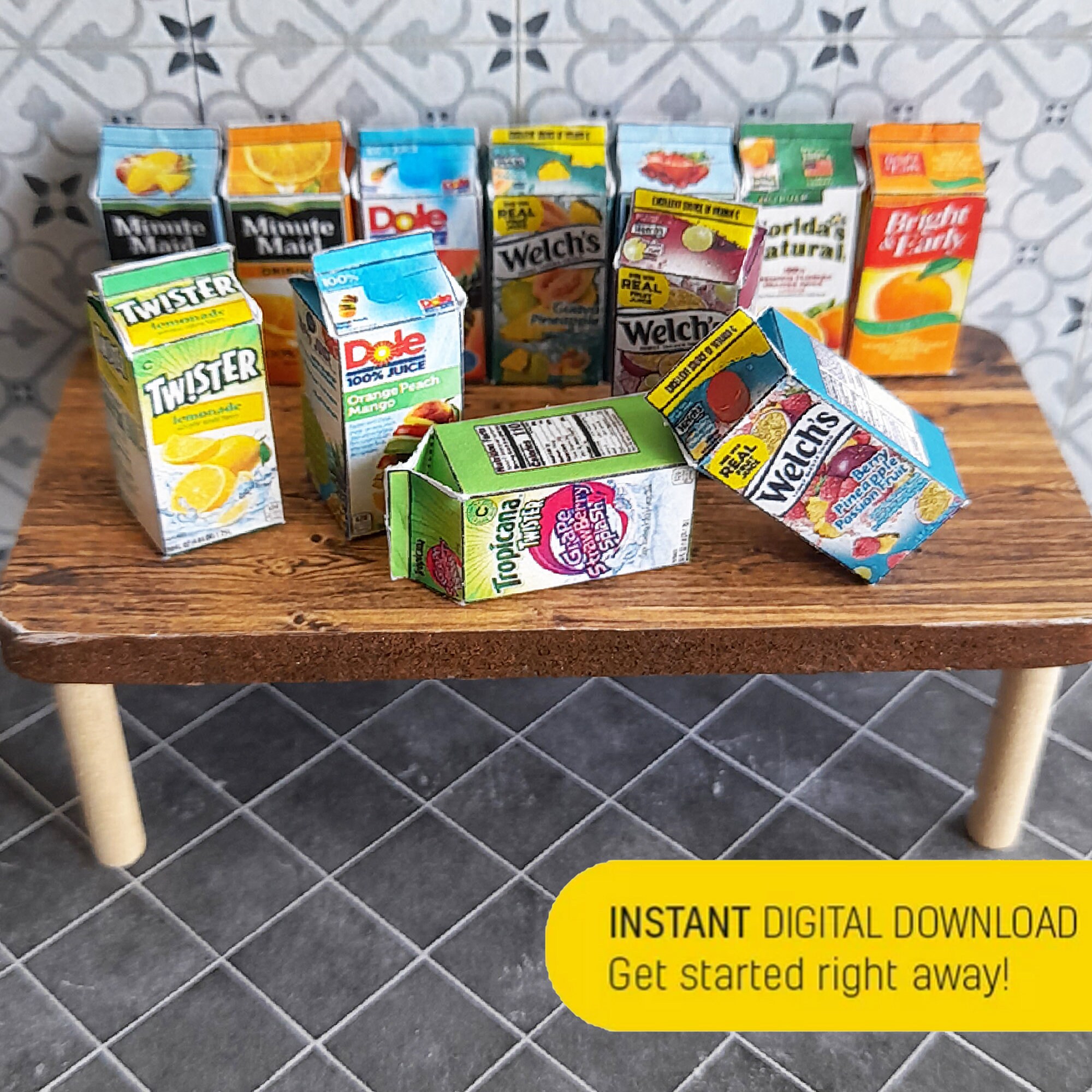 12 Style Miniature Juice Drink Box - PRINTABLE File DOWNLOAD Digital ...