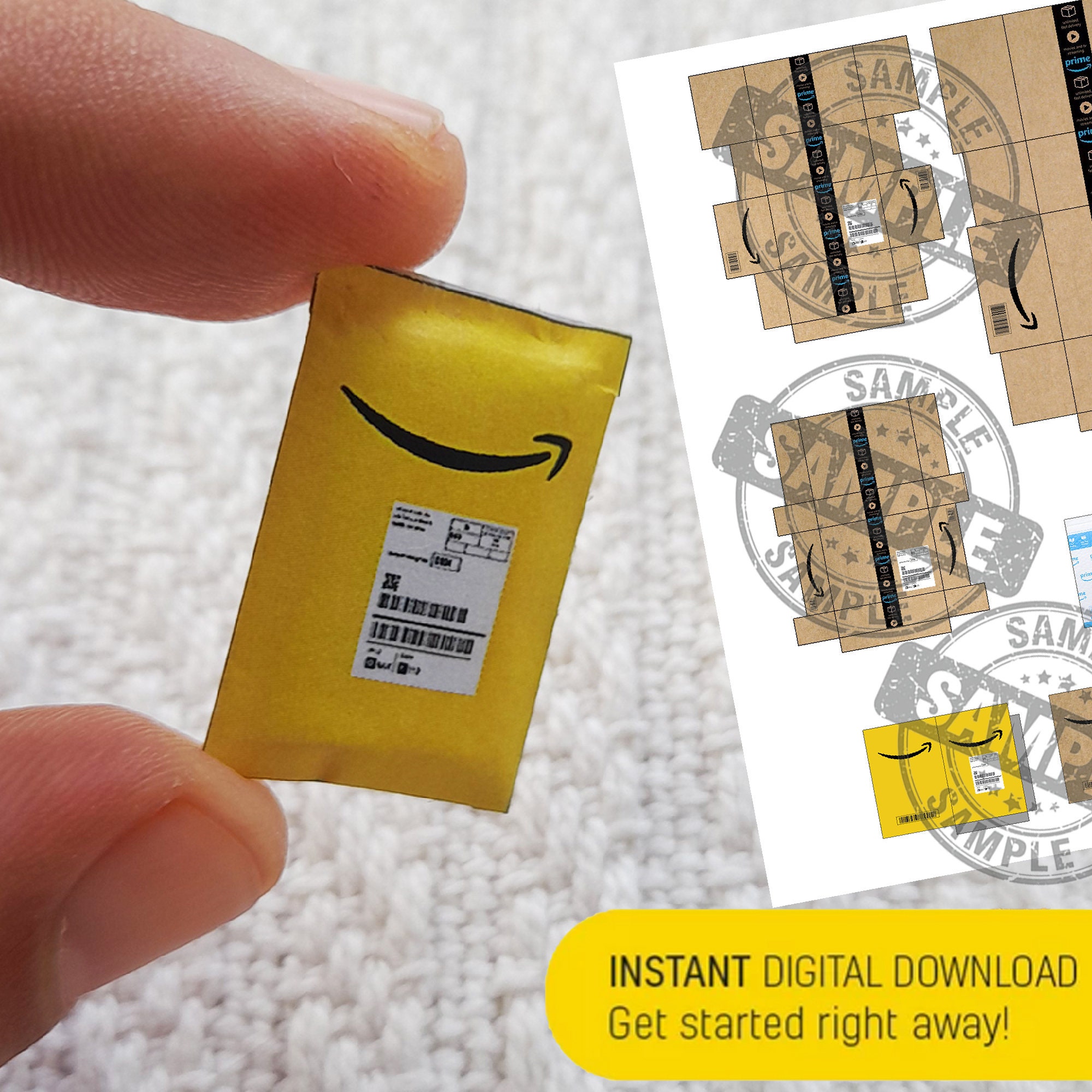 Mini AMAZON Box & Envelope Set Template 6 Pieces Amazon Box PRINTABLE ...