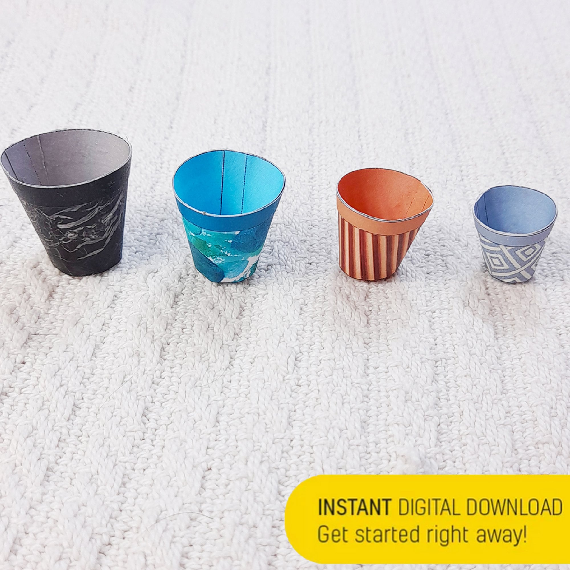 4 Style Miniature Flowerpot Template Dollhouse Items PRINTABLE File ...