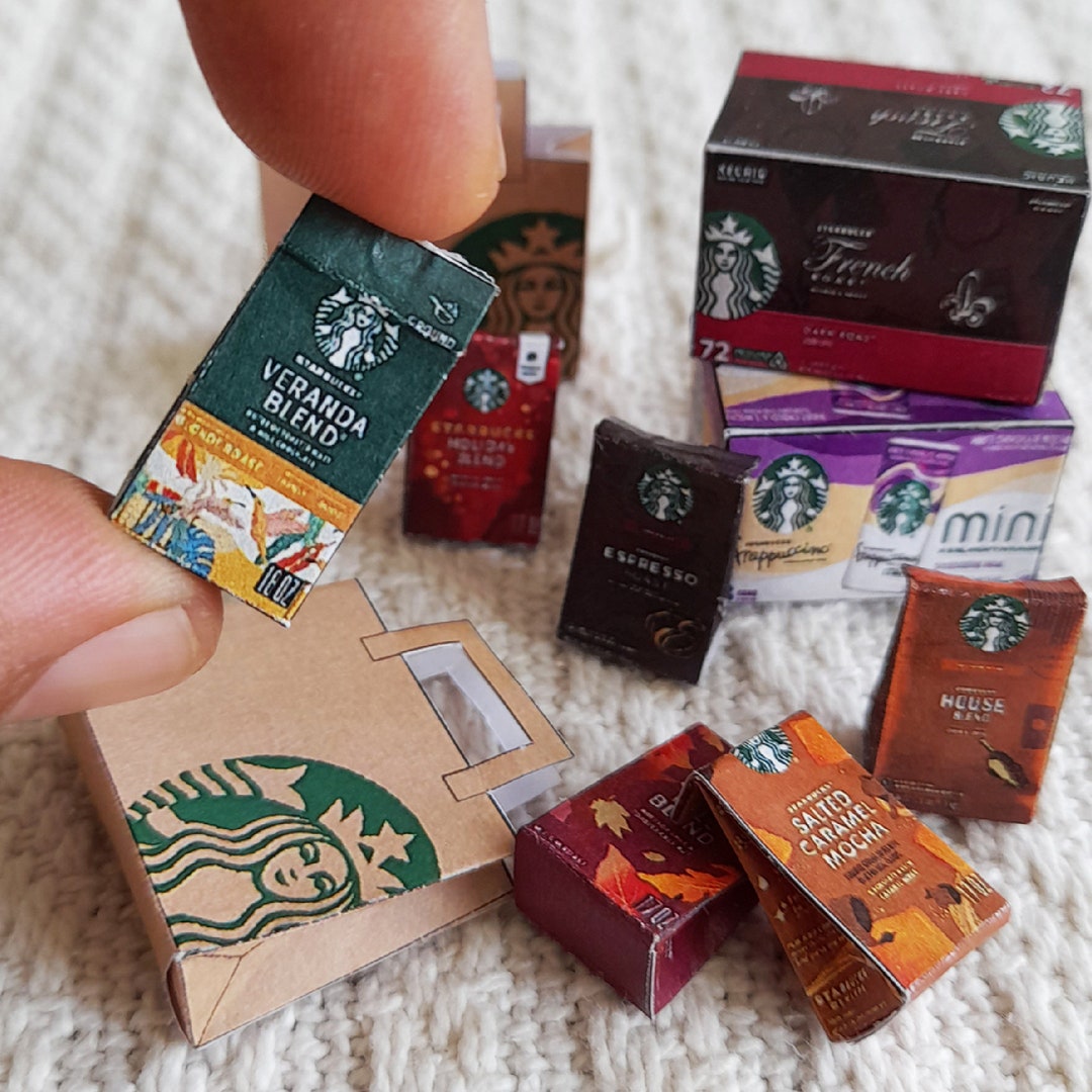 10 Style Miniature Starbucks Coffee & Bag Templates 1/12 Scale ...