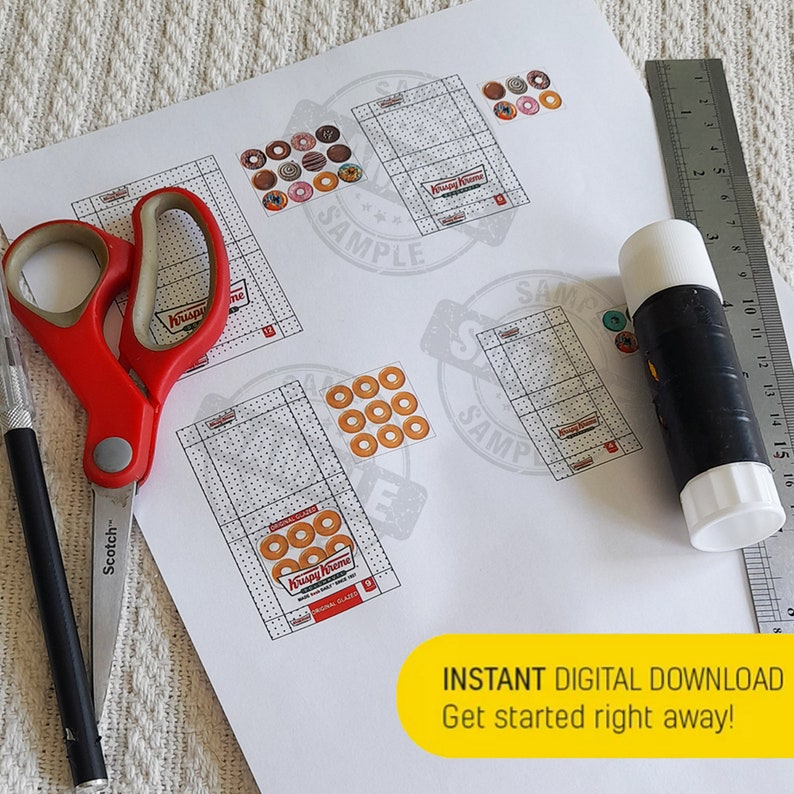 4 Style Miniature Donut Box Template Mini Food Donut Boxes and Donuts ...