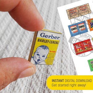 10 Style Miniature Vintage Detergent & Food Box Template Digital ...
