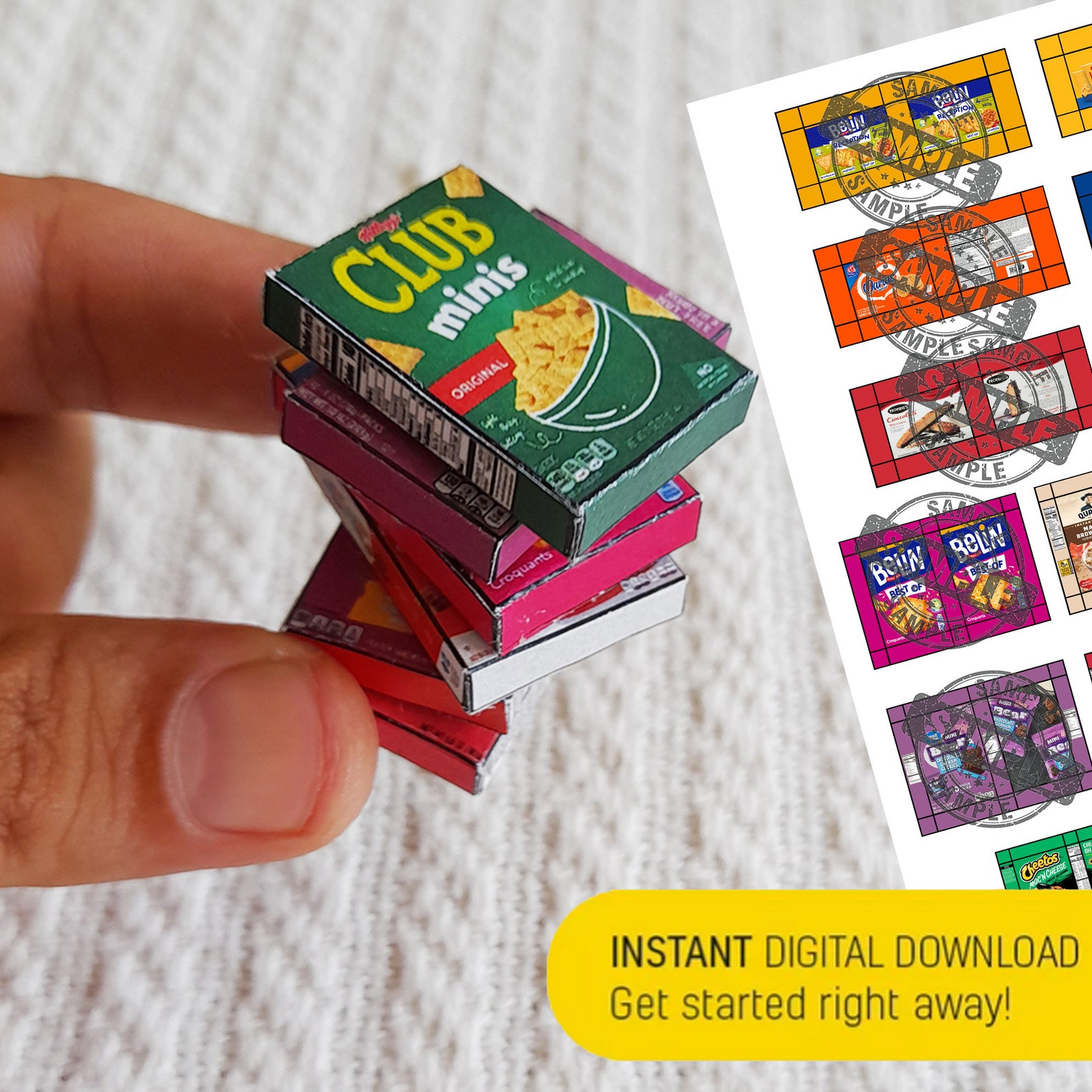 30 Style Miniatures Groceries Snack / Biscuit Templates Mini Food Box ...