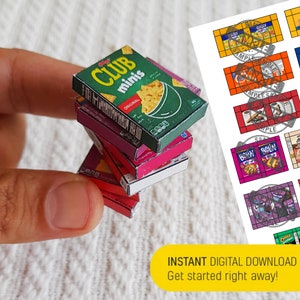 30 Style Miniatures Groceries Snack / Biscuit Templates Mini Food Box ...