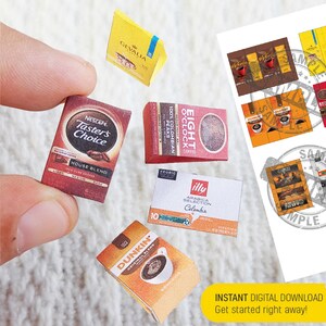 10 Printable Miniature Coffee Package Set Template Mini Grocery Coffee ...