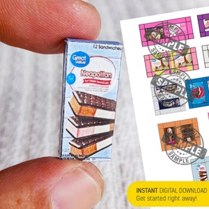 10 Miniature Neapolitan Ice Cream Box Template | Mini Groceries DIGITAL ...