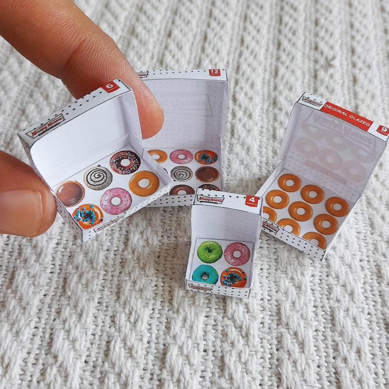 4 Style Miniature Donut Box Template Mini Food Donut Boxes and Donuts ...