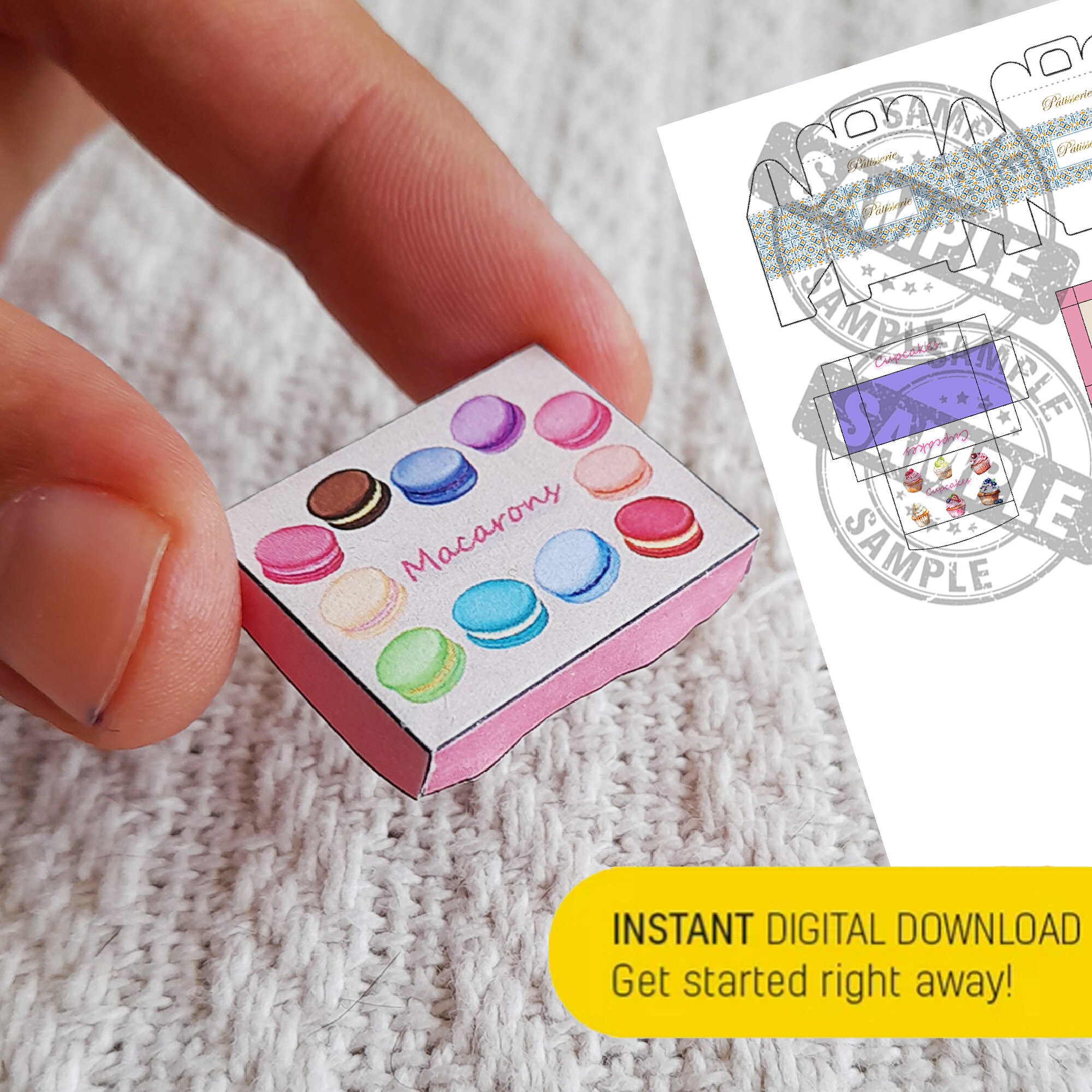 Miniature Bakery Box Template 4 Style Patisserie Food Box Cupcake ...