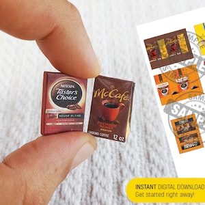 10 Printable Miniature Coffee Package Set Template Mini Grocery Coffee ...