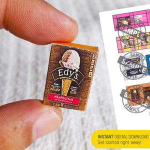 10 Miniature Neapolitan Ice Cream Box Template | Mini Groceries DIGITAL ...