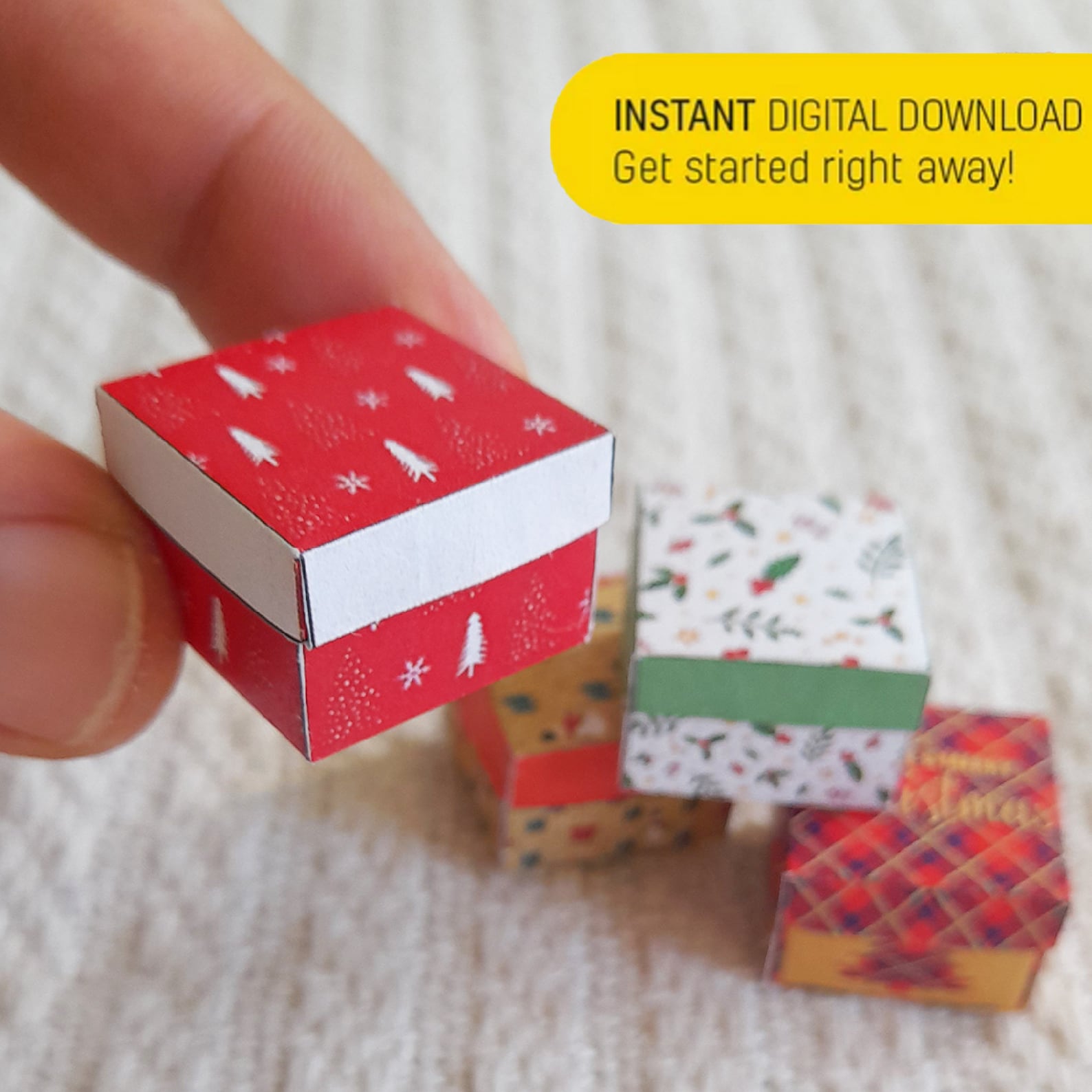 4 Style Miniature Christmas Gift Box Set PRINTABLE File DOWNLOAD ...
