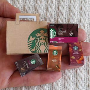 1:6 Scale Miniature Starbucks Coffee and Bag Set Printable Template | 9 ...