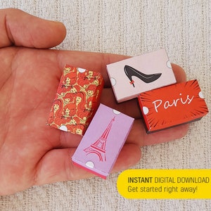 Miniature 4 Style Vintage Shoe Box Template PRINTABLE FILE Digital Download