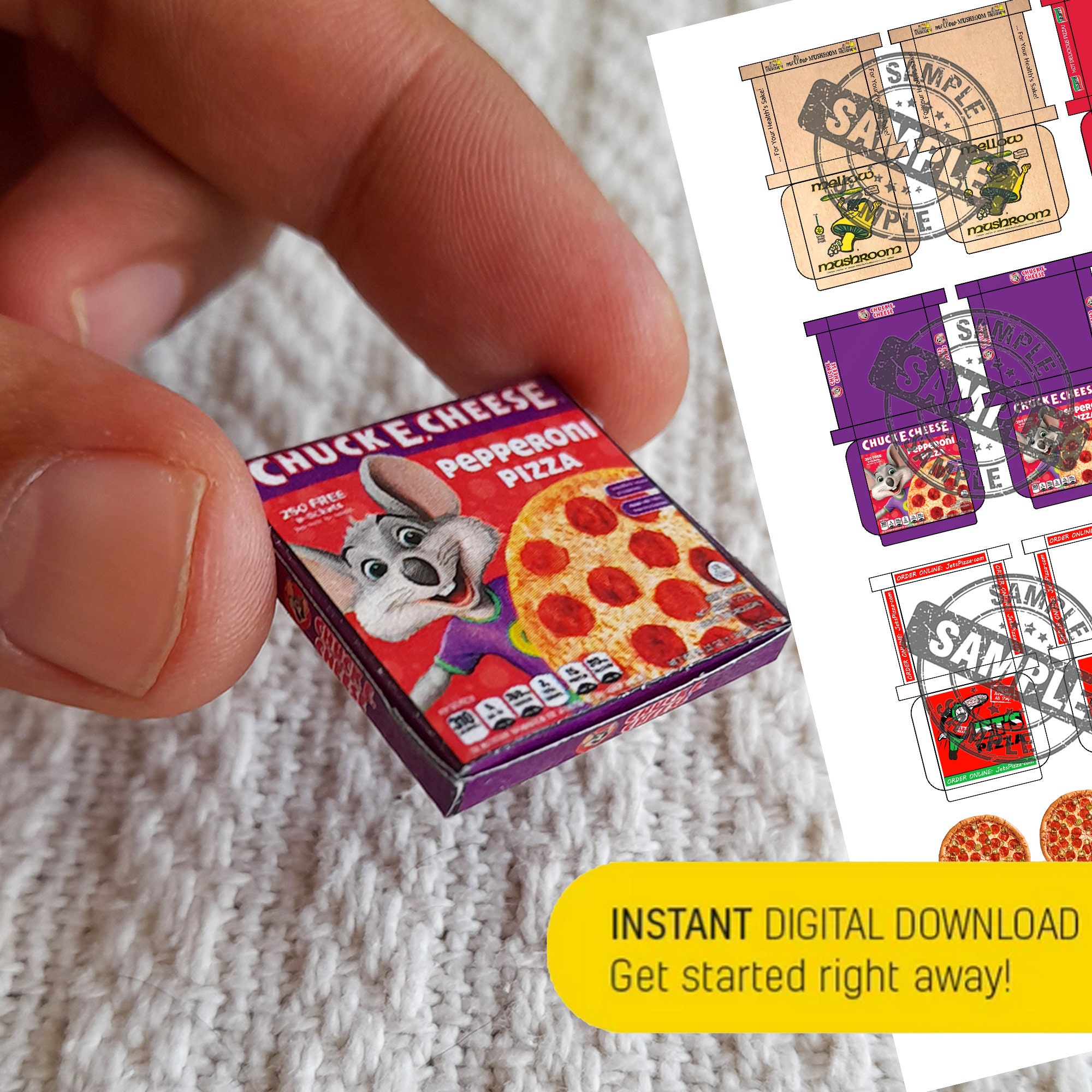 Miniature Pizza Box Template / 6 Style Miniature Pizza Box - Etsy