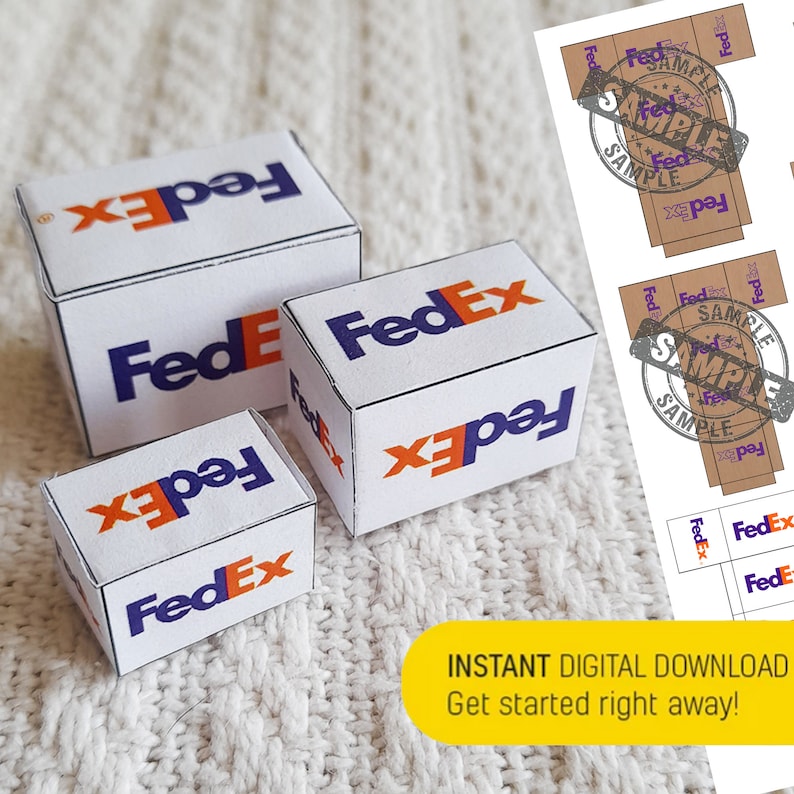Miniature Fedex Box Template 9 Mini Fedex Ground Box Dollhouse Item ...