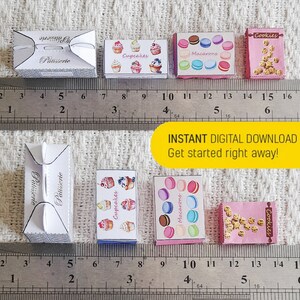 Miniature Bakery Box Template 4 Style Patisserie Food Box Cupcake ...