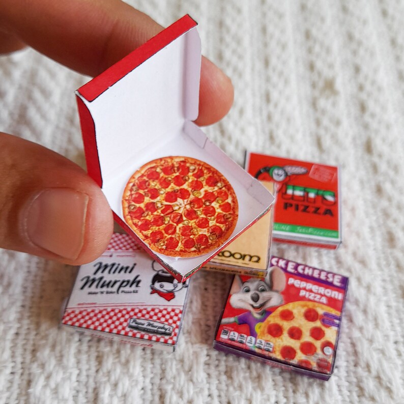 Miniature Pizza Box Template / 6 Style Miniature Pizza Box - Etsy