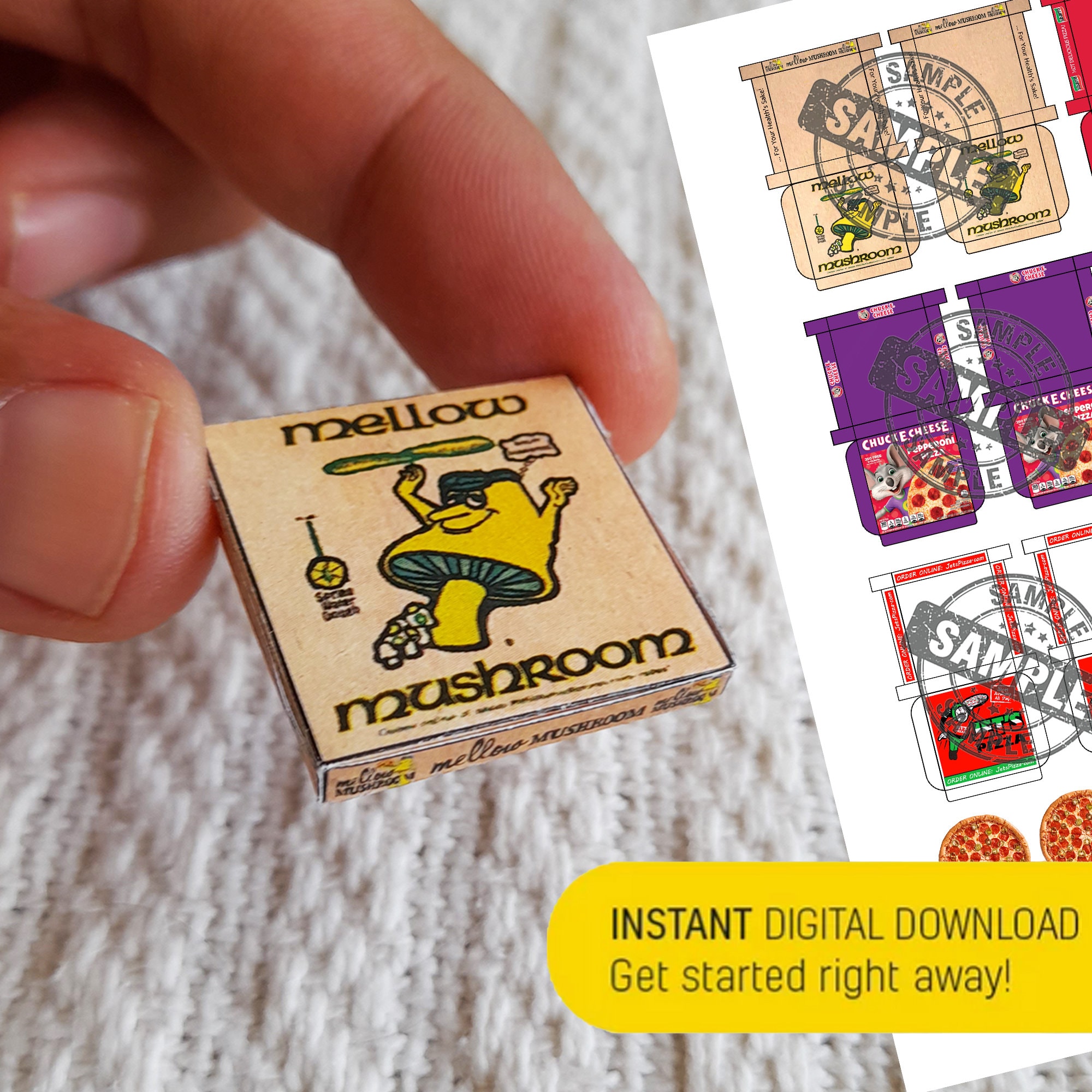 Miniature Pizza Box Template / 6 Style Miniature Pizza Box - Etsy