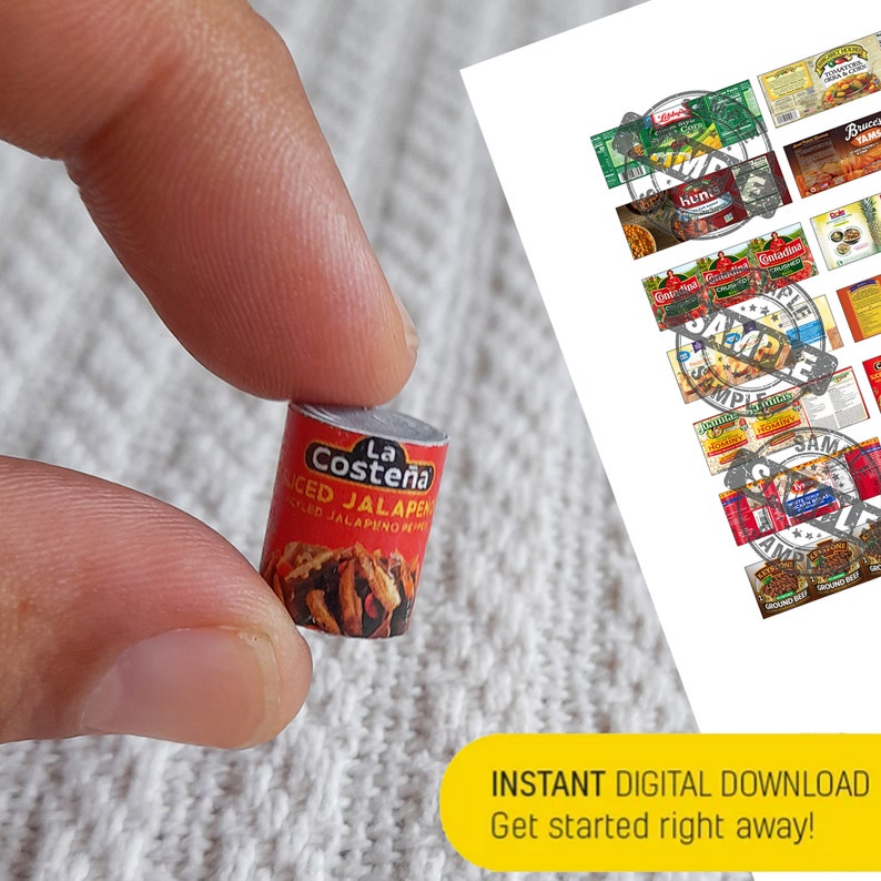 Miniature 14 Food Cans Mixed Templates Groceries - Etsy