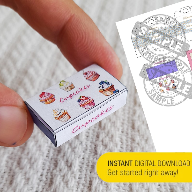 Miniature Bakery Box Template 4 Style Patisserie Food Box Cupcake ...