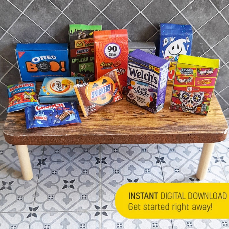 12 Printable Miniature Snacks! Miniature Halloween Snack Box Template ...