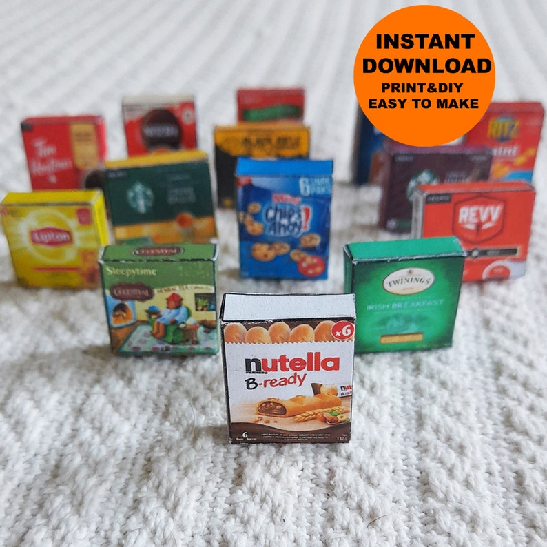 14 Style Miniatures Groceries Coffee / Cookie Templates Mini Food Box ...
