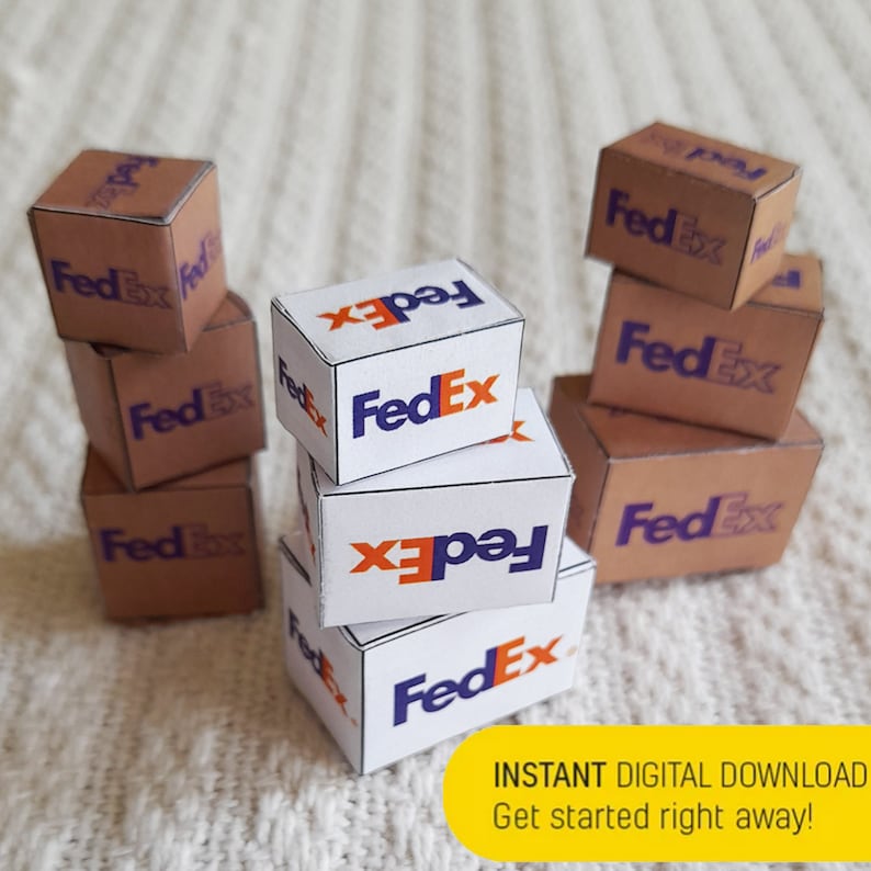 Miniature Fedex Box Template - 9 Mini Fedex Ground Box Dollhouse Item ...