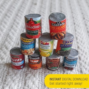 Miniature 14 Food Cans Mixed Templates