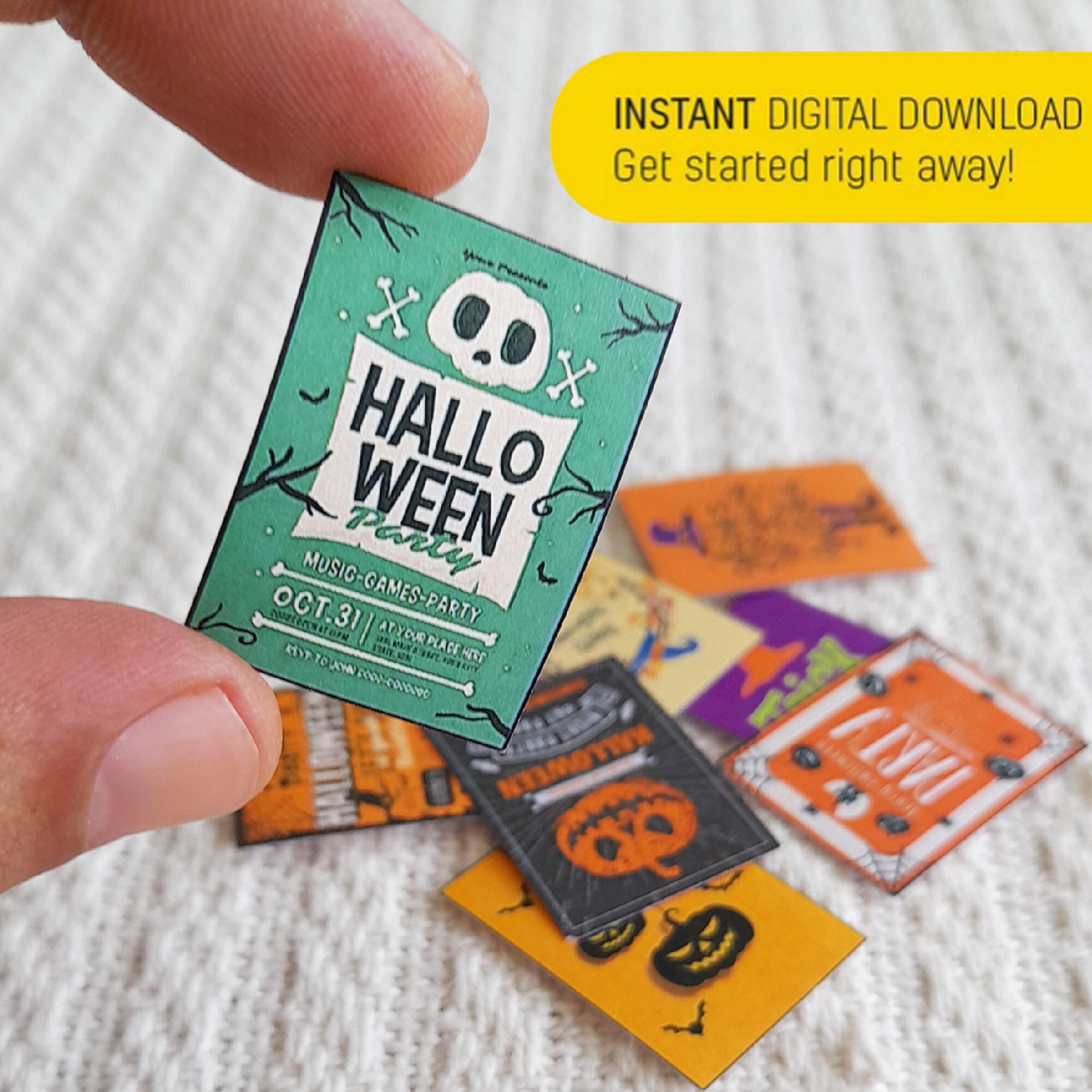 8 Different Miniature Halloween Party & Decor Posters Miniature Posters ...