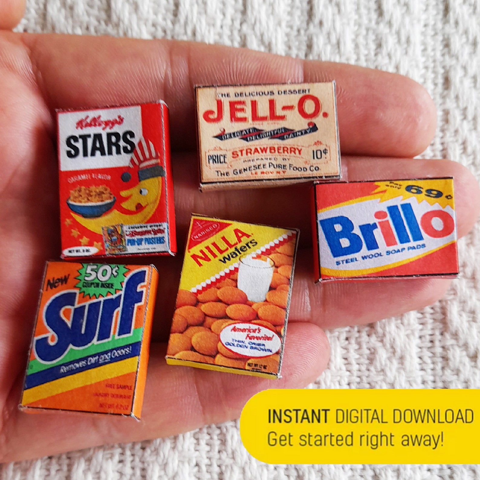 10 Style Miniature Vintage Detergent & Food Box Template Digital ...