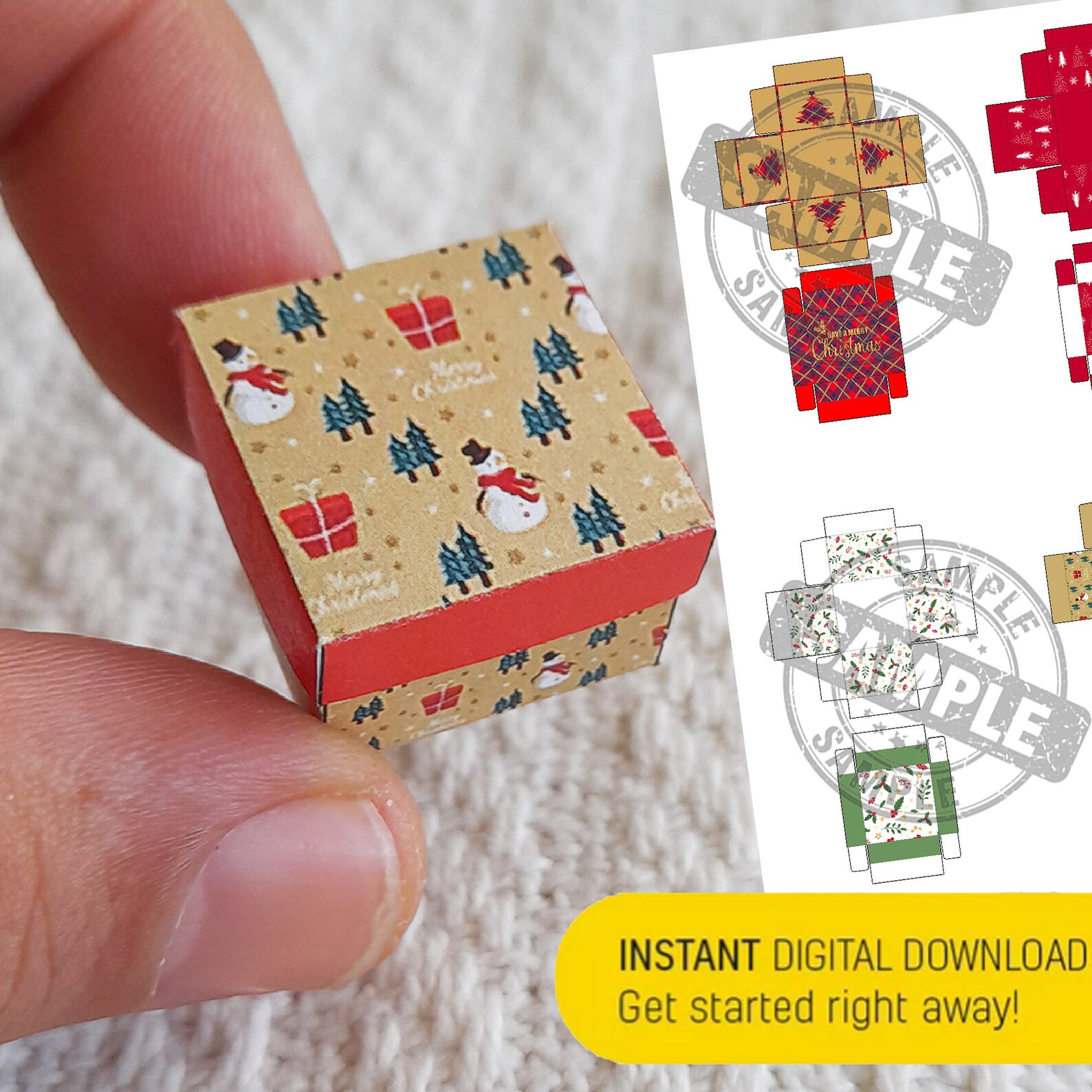 4 Style Miniature Christmas Gift Box Set PRINTABLE File DOWNLOAD ...