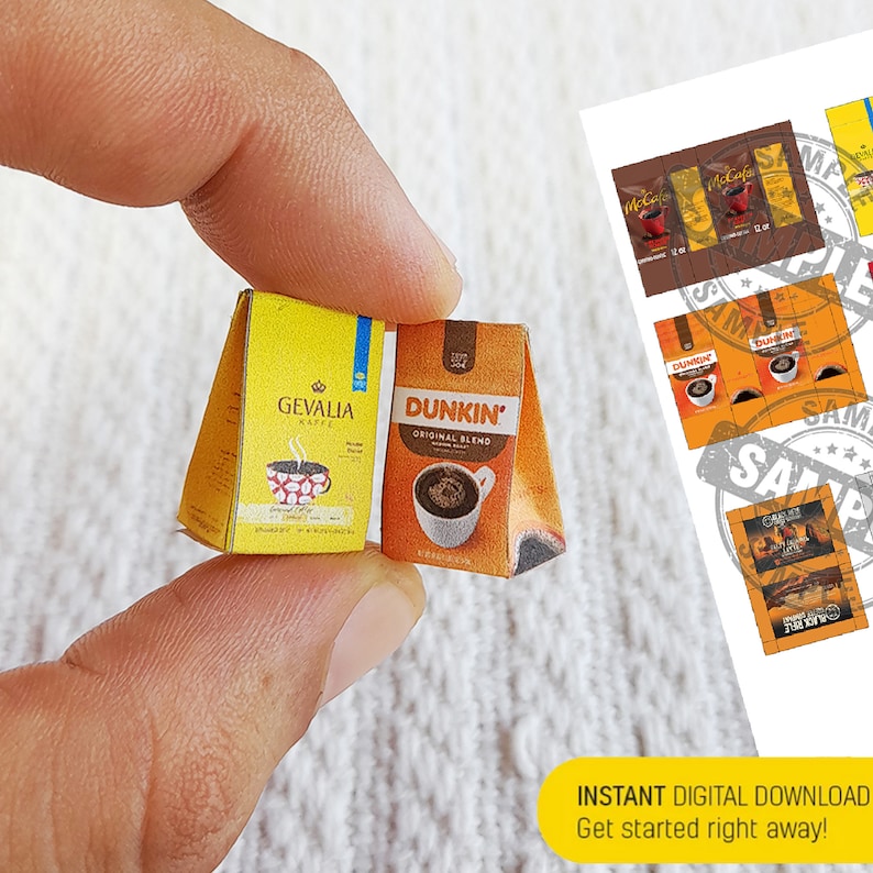 10 Printable Miniature Coffee Package Set Template Mini Grocery Coffee ...