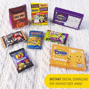 12 Style Mini Halloween Snack Template Printable Miniature Food Box ...