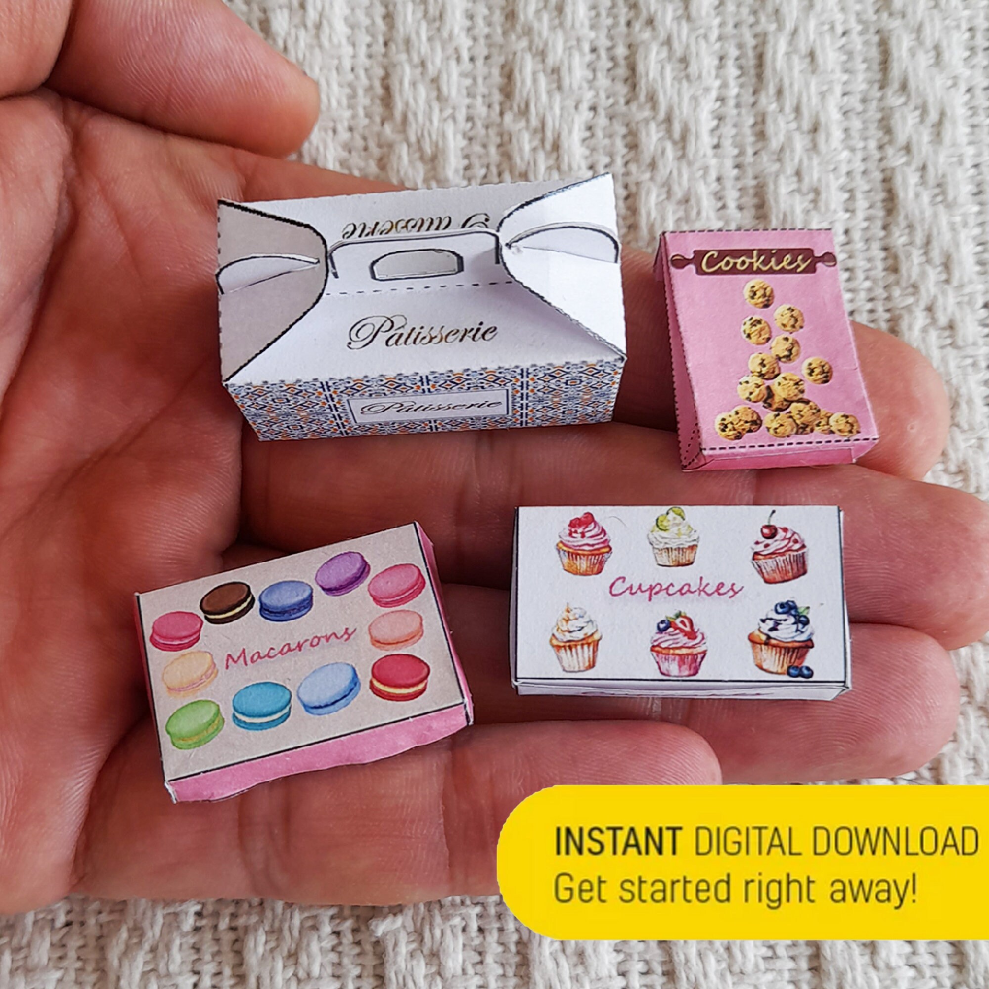 Miniature Bakery Box Template 4 Style Patisserie Food Box Cupcake ...
