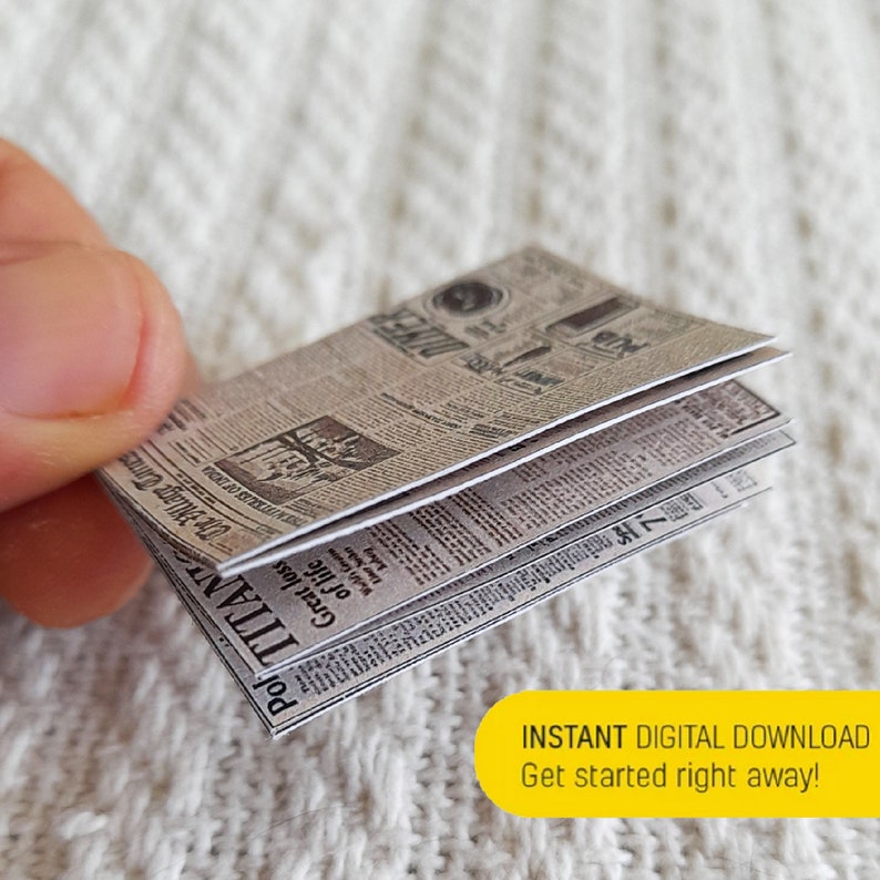 Miniature Newspaper Template Printable Miniatures for Dollhouse Digital ...