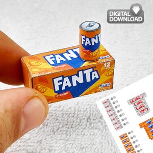 Miniature Fanta & Diet Coke Cans Template | Digital Download Drink Box ...