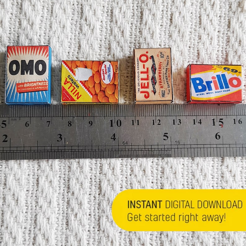 10 Style Miniature Vintage Detergent & Food Box Template Digital ...