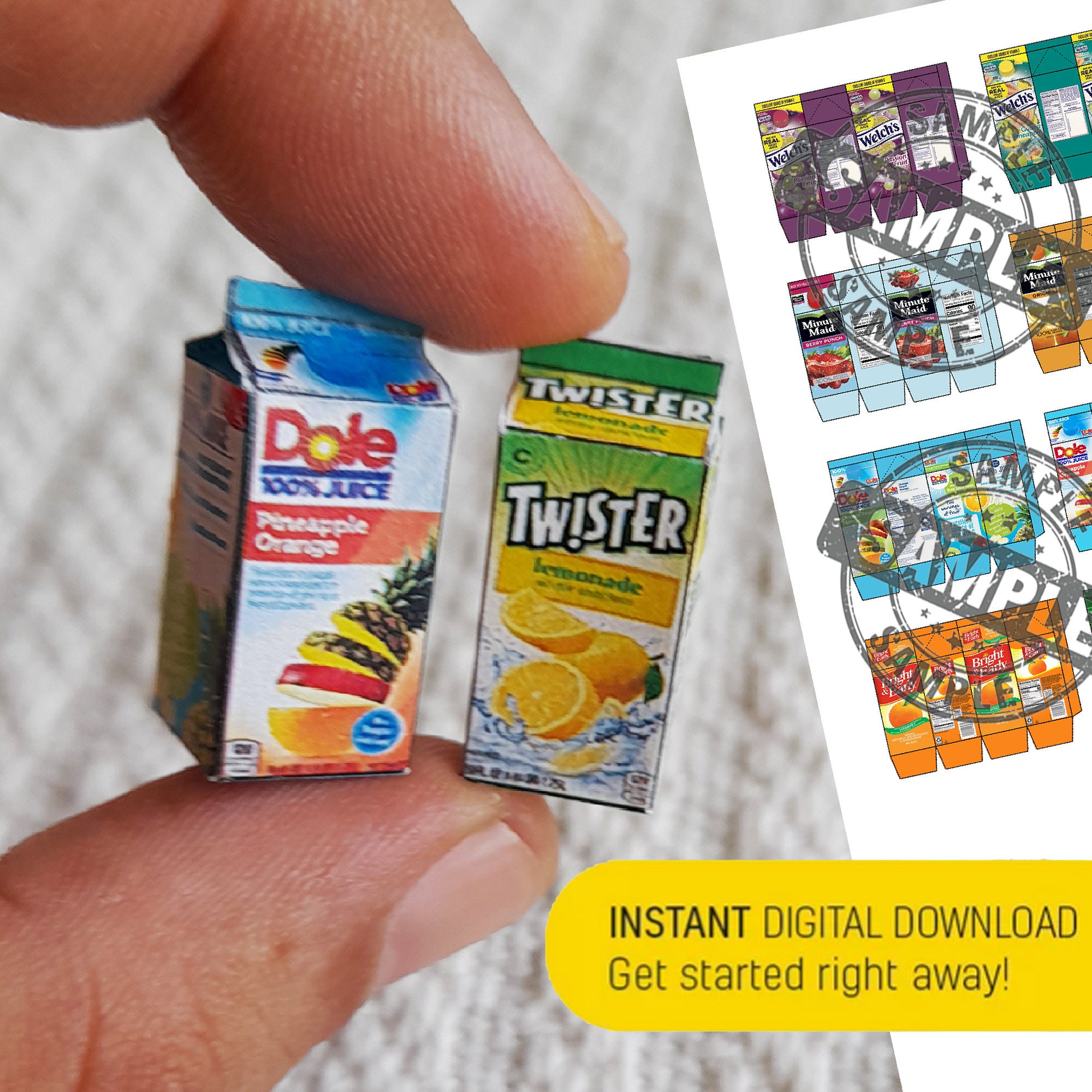 12 Style Miniature Juice Drink Box - PRINTABLE File DOWNLOAD Digital ...