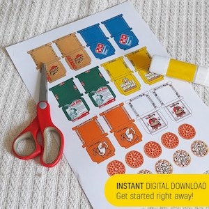 Pizza & Pizza Box Set / 6 Different Miniature Pizza Boxes PRINTABLE ...