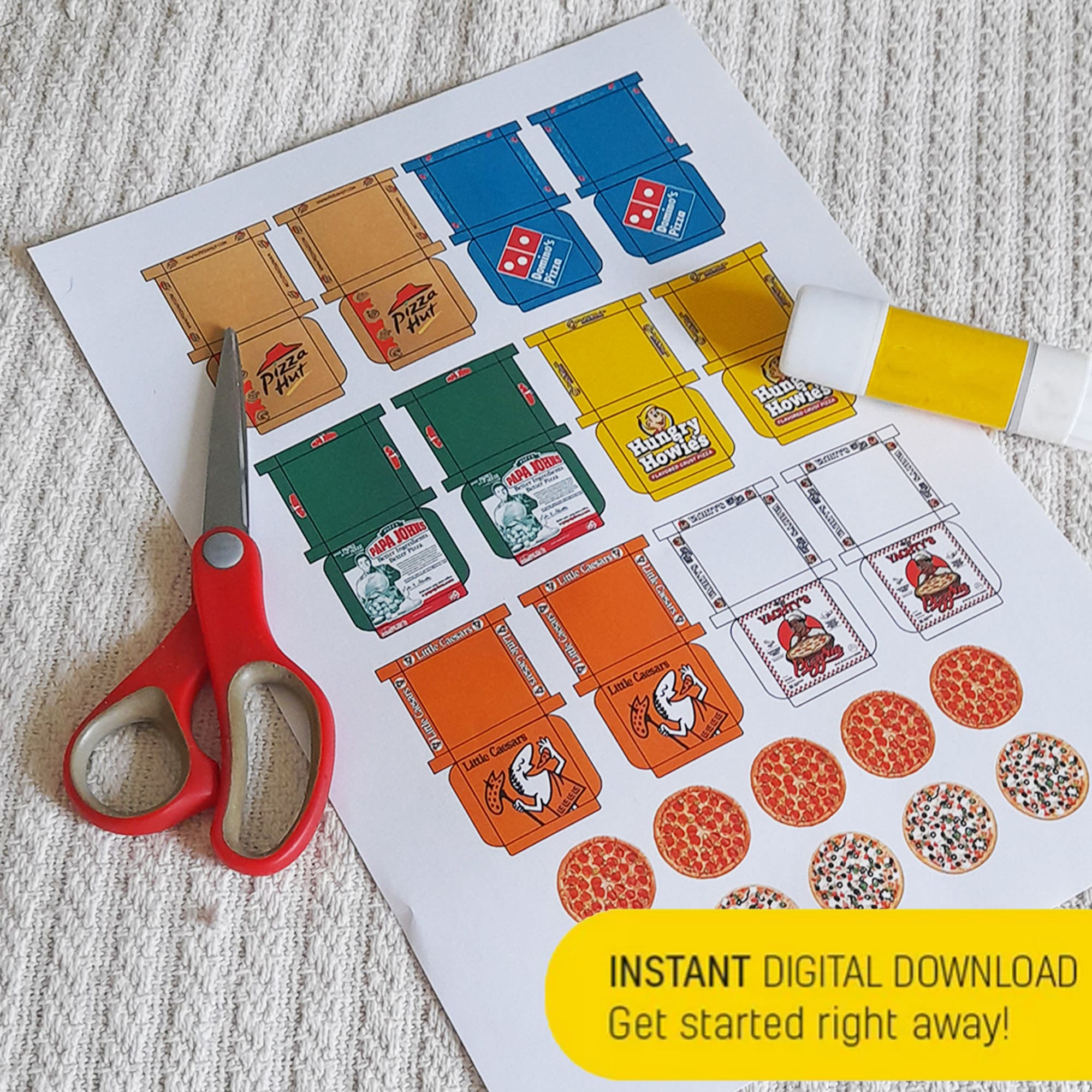 Pizza & Pizza Box Set / 6 Different Miniature Pizza Boxes PRINTABLE ...