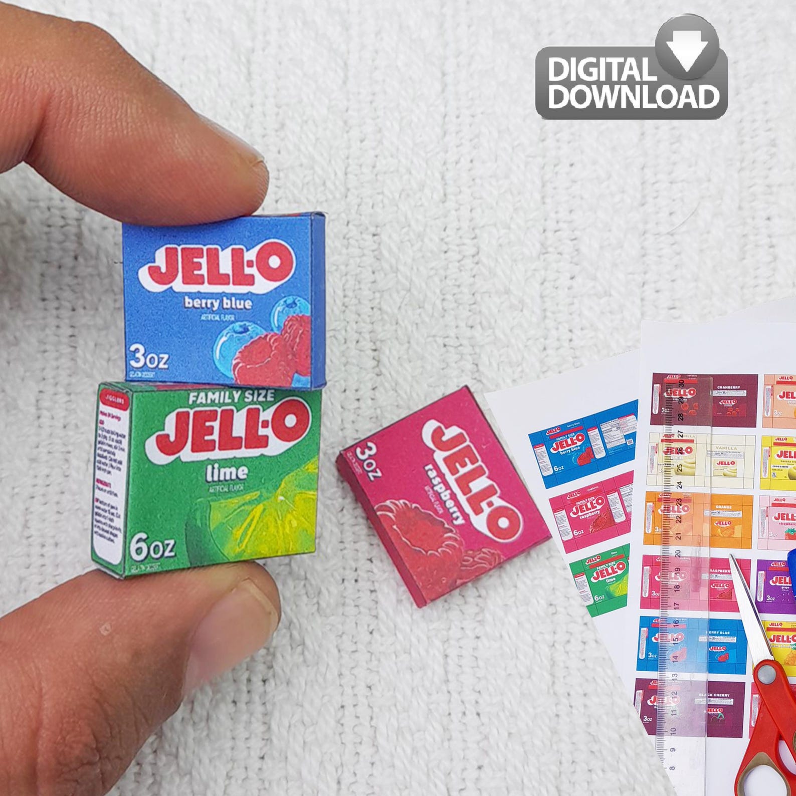 24 Piece Printable Miniature Jell-o Box Template | PRINTABLE File ...