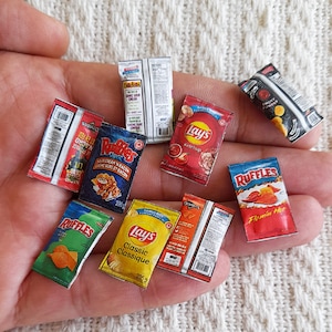 9 Style Printable Miniature Chips Packaging DIY Miniatures Potato Chips ...