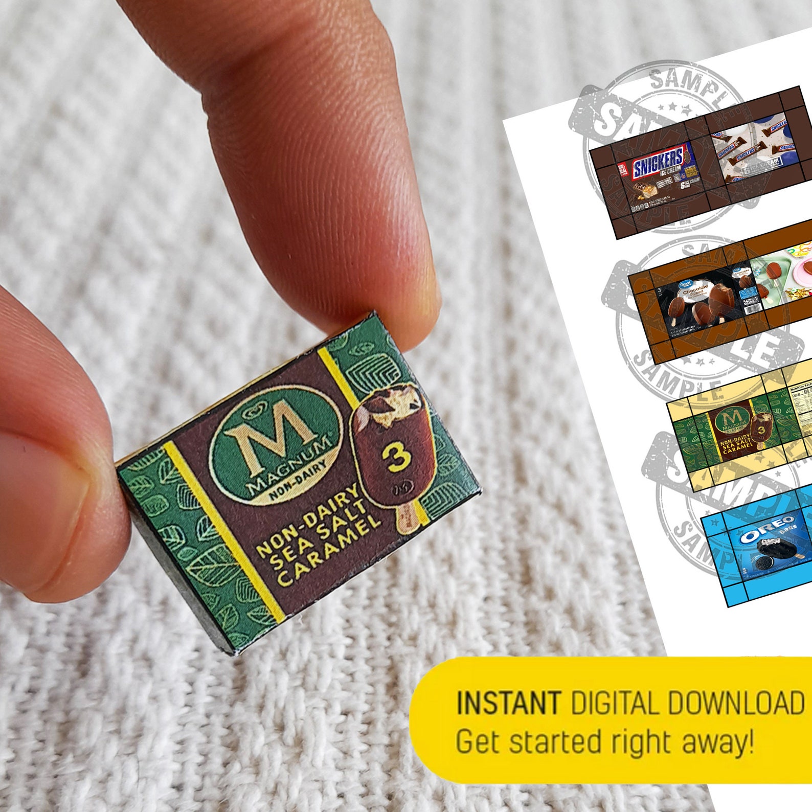 8 Different Miniature Ice Cream Box Templates Digital Download ...