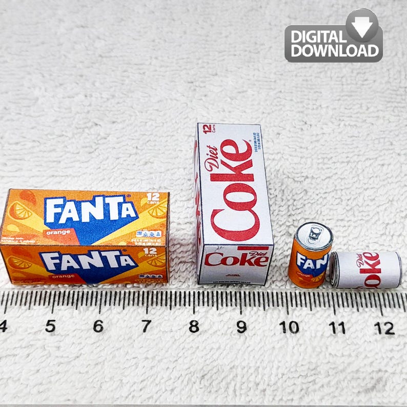 Miniature Fanta & Diet Coke Cans Template | Digital Download Drink Box ...