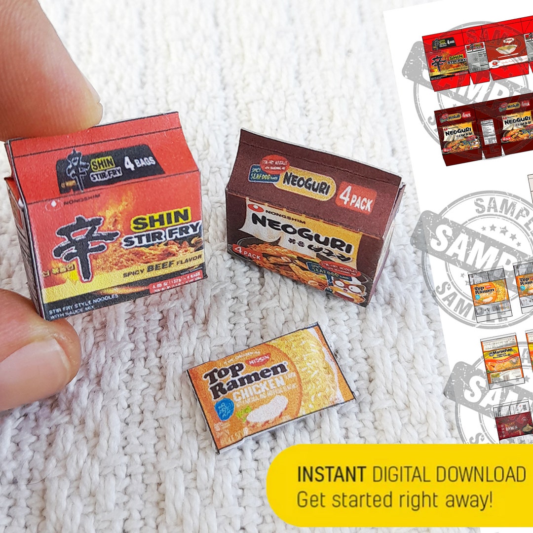 Miniature Noodle Pack Set 20 Pieces Printable Mini Food Noodle Package ...