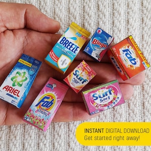 7 Style Miniature Grocery Laundry Detergent Set Template PRINTABLE File ...