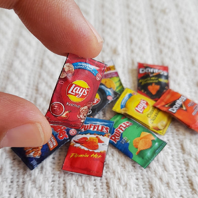 9 Style Printable Miniature Chips Packaging DIY Miniatures Potato Chips ...
